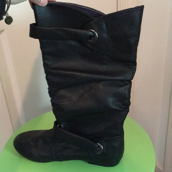 Volatile | Shoes | Volatile Black Leather Boots With Knotted Details ...